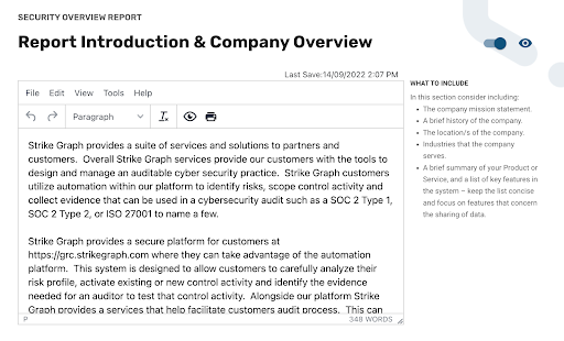 Satisfy security demands now with Strike Graph’s security overview